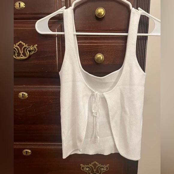 Lulus | Tops | White Tie Back Open Back Ribbed Tank | Poshmark